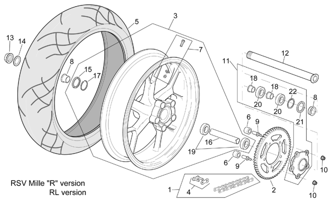 Rear wheel RSV Mille R" Version" | Parts at Aprilia Genuine Parts ...